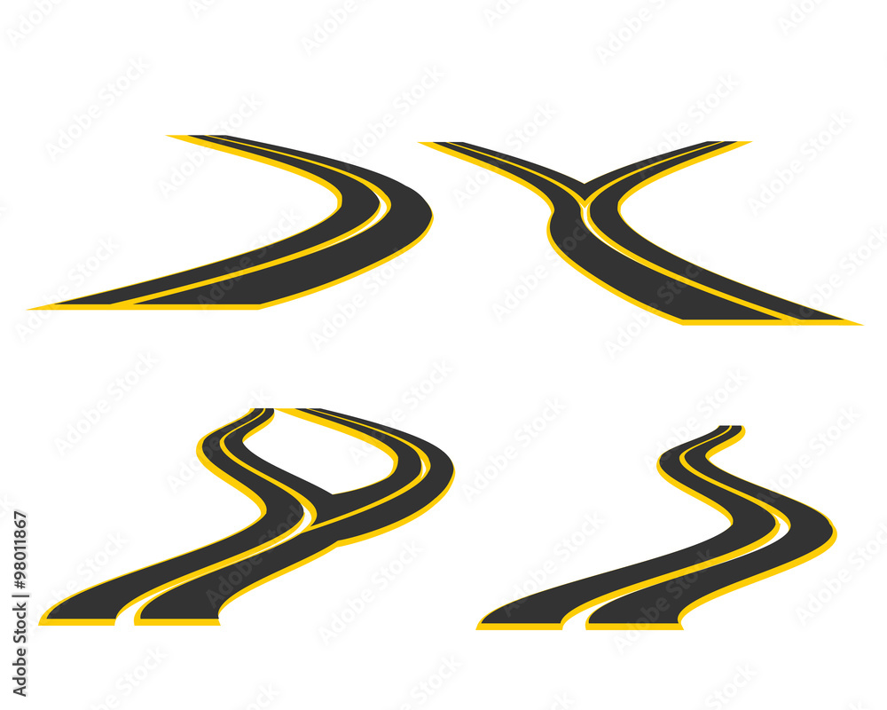 Road sign / icon vector illustration. Road or highway symbol set.4 ...