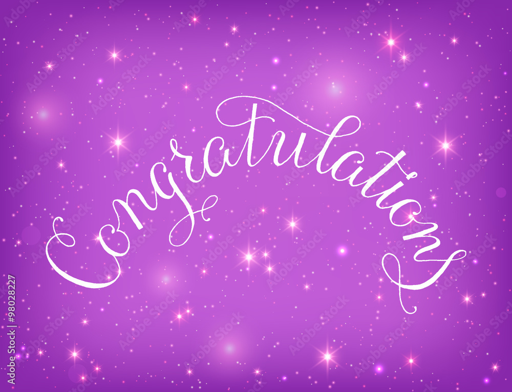 Congratulations lettering illustration hand written design on a gold ...