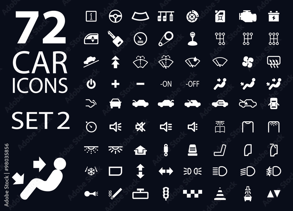 vector collection of white car dashboard panel indicators Stock Vector ...