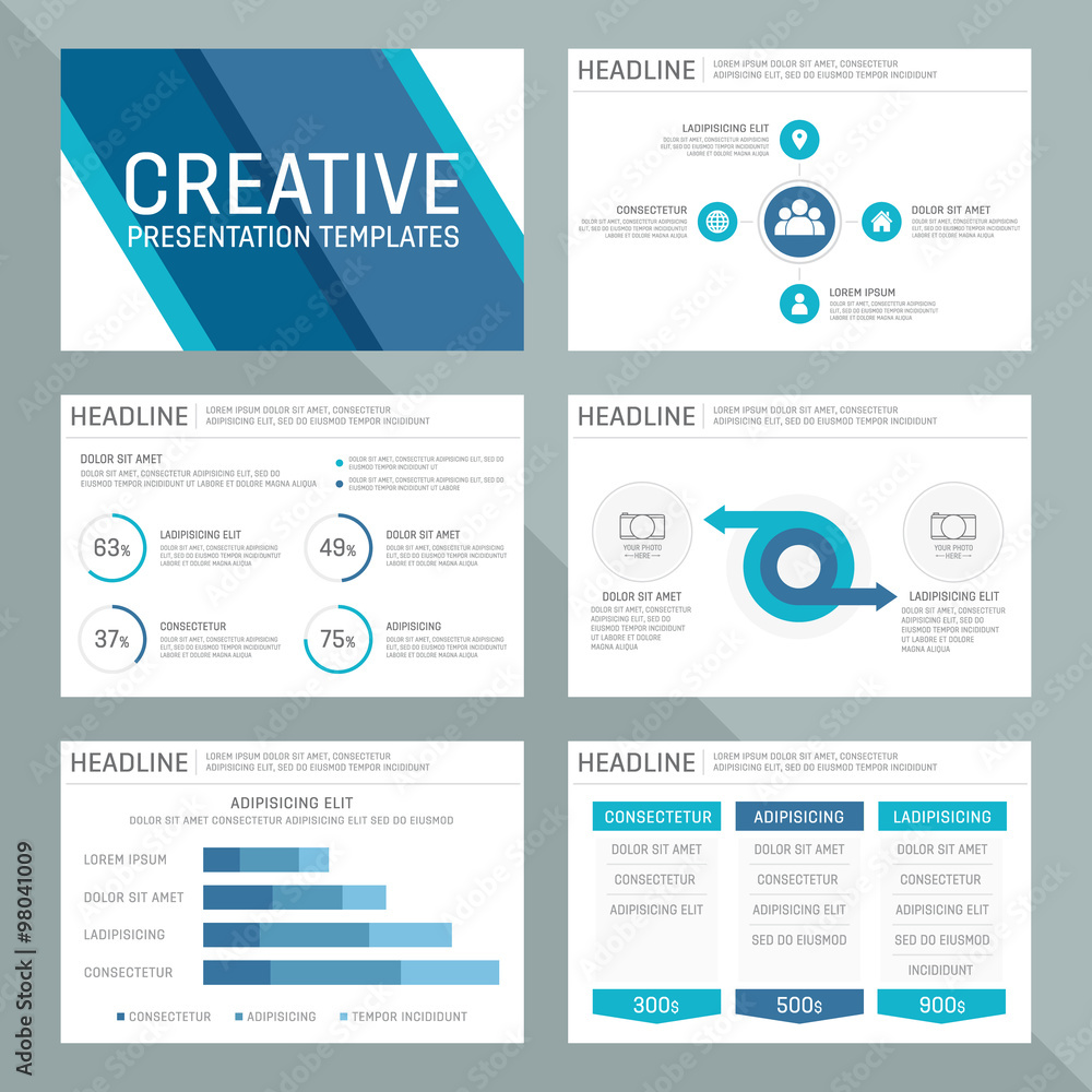 Vector template for multipurpose presentation slides with graphs and ...