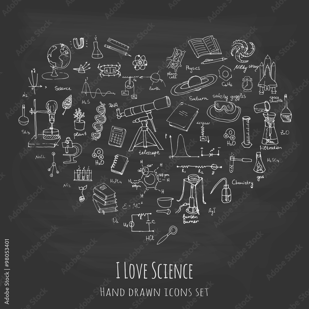 Freehand drawing school items, Back to School Science theme, Hand ...