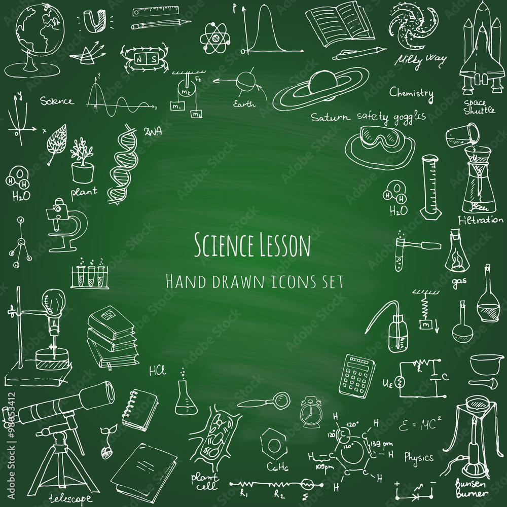 Freehand drawing school items, Back to School Science theme, Hand ...
