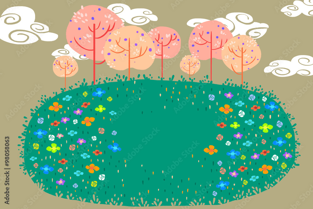 Illustration for Children: The Beautiful Flower Fields in the Small ...