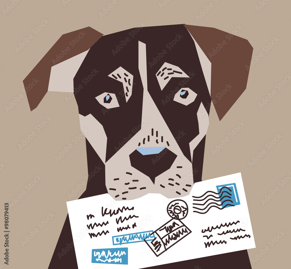 Dog letter post postman contacts. Stock Vector | Adobe Stock
