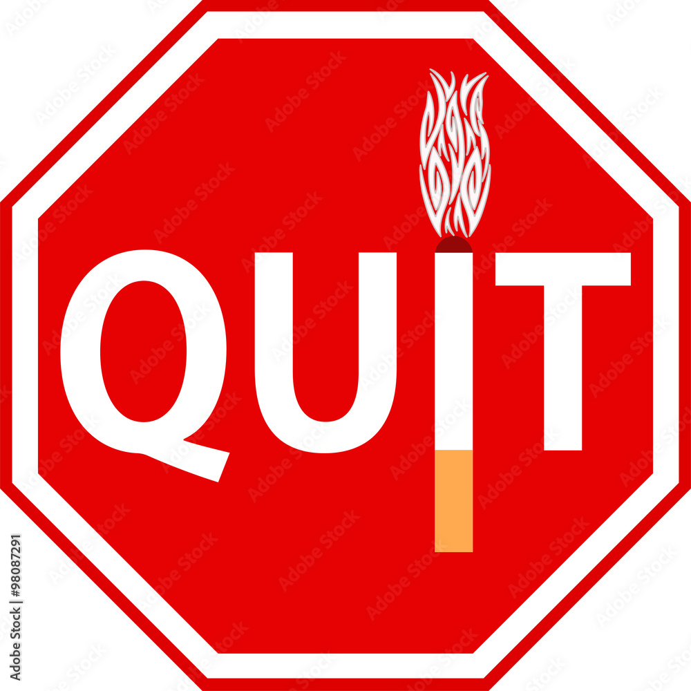 Quit Smoking stop sign Stock Vector | Adobe Stock