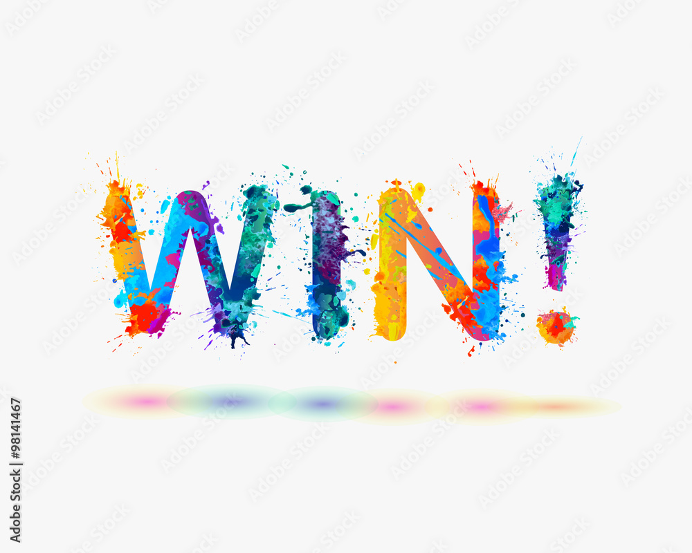 Word "Win!". Rainbow splash paint Stock Vector | Adobe Stock