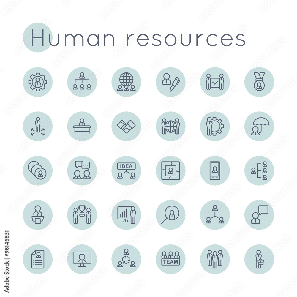 Vector Round HR Icons Stock Vector | Adobe Stock