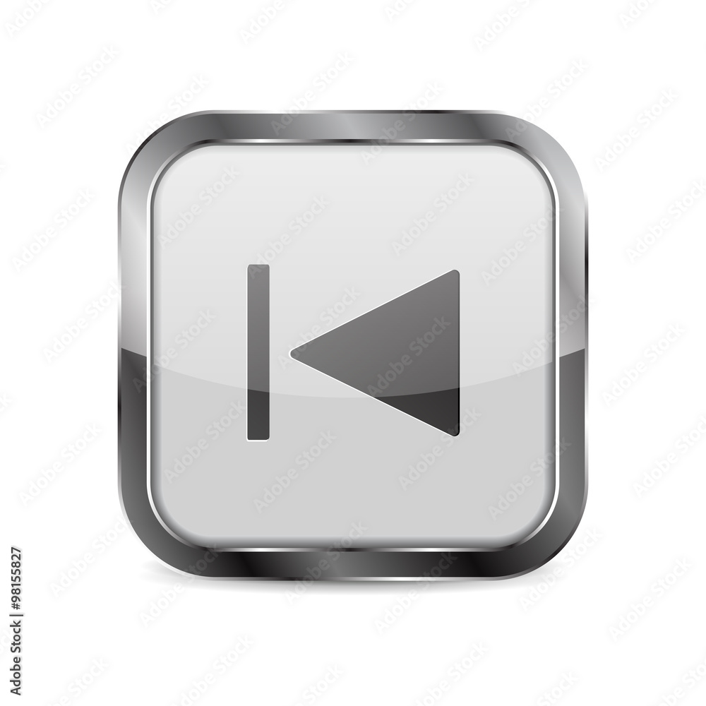 Square Button. Shiny glass button with metal frame. Previous icon ...
