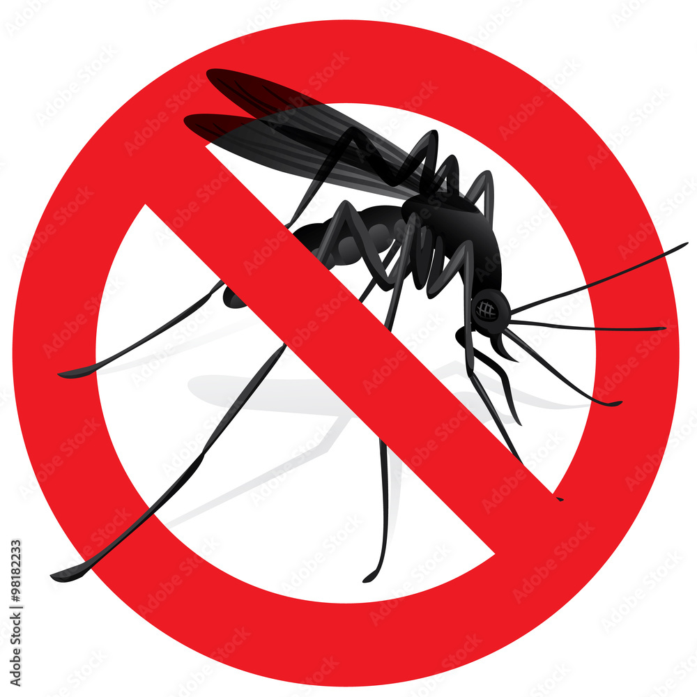 Signaling, mosquitoes with mosquito warning, prohibited sign Stock ...