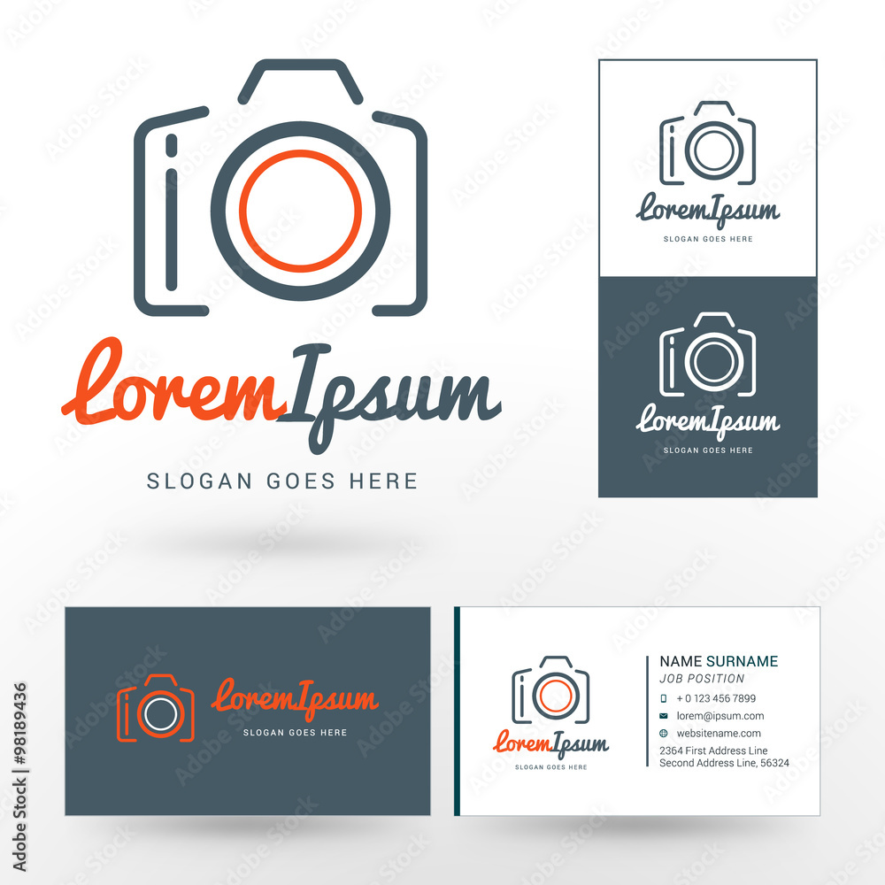 Vector Logo Template. Thin Line Vector Camera. Logo for Photographer or ...