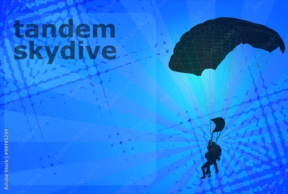 skydiving tandem silhouette on the abstract background - vector Stock ...