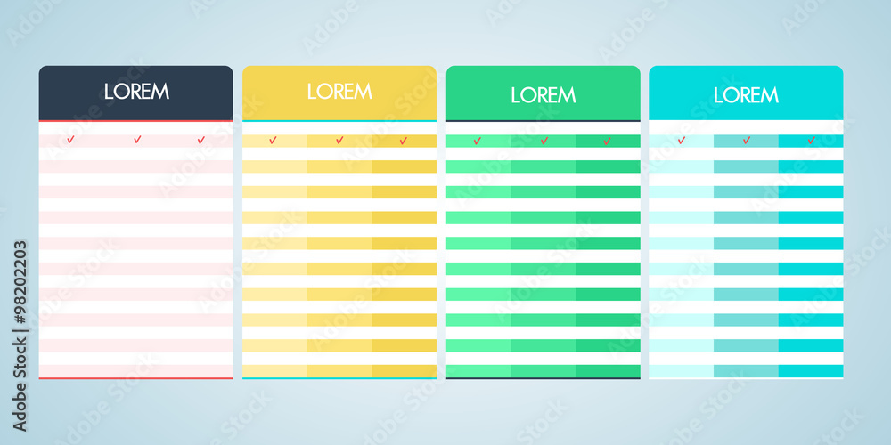 Set of vector pricing table in flat design Stock Vector | Adobe Stock