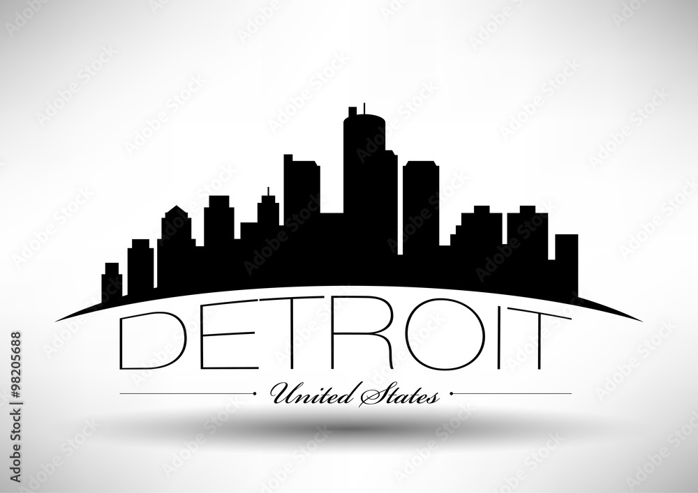 Vector Detroit Skyline Design with Typography Stock Vector | Adobe Stock