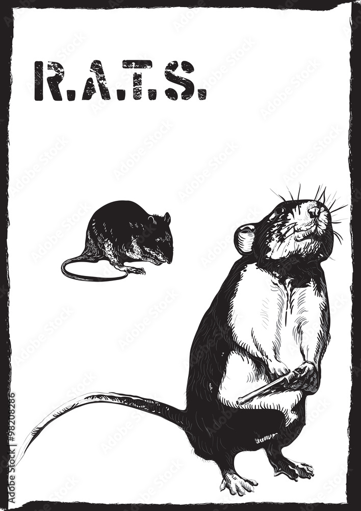 rats, rat with gun - freehand drawing, vector Stock-Vektorgrafik ...
