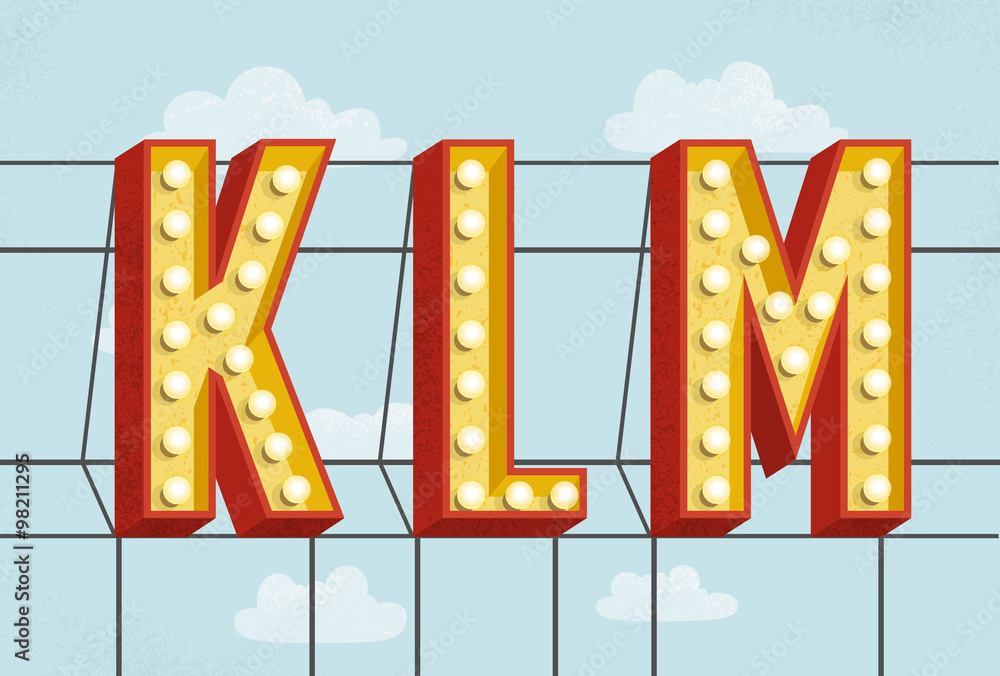 Vector lamp alphabet. Letters K,L,M. Vintage lamp font with texture ...