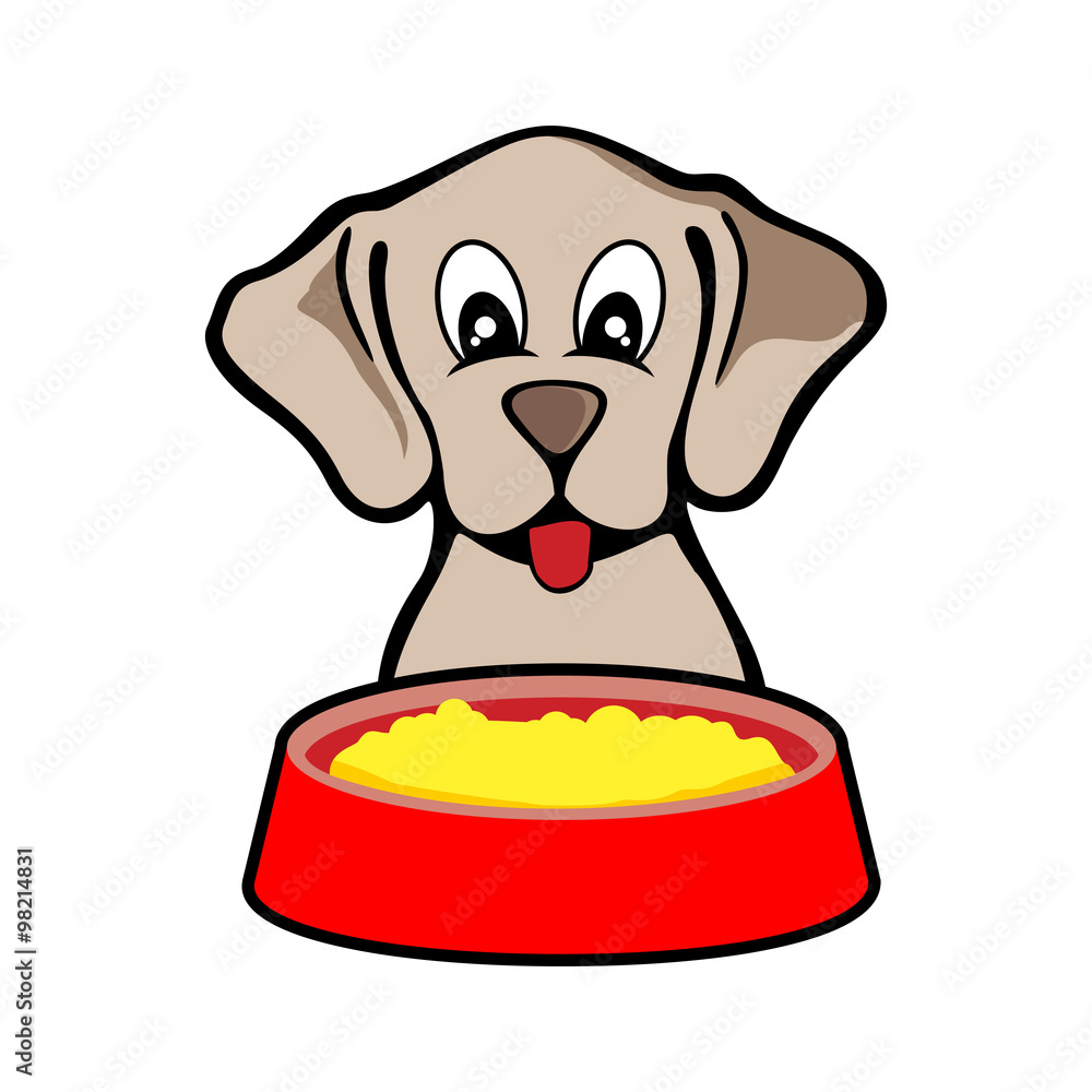 Feeding Cute Dog Illustration Stock Vector | Adobe Stock