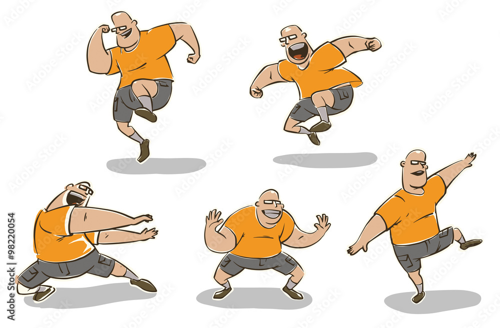 Vector Set Of Funny Fat Men Doing Sport Exercises Cartoon Images Of Vector Set Of Funny Fat Men Doing Sport Exercises Cartoon Images Of