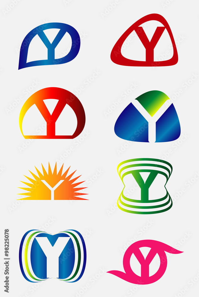 Set of alphabet symbols and elements of letter Y, such a logo Stock ...