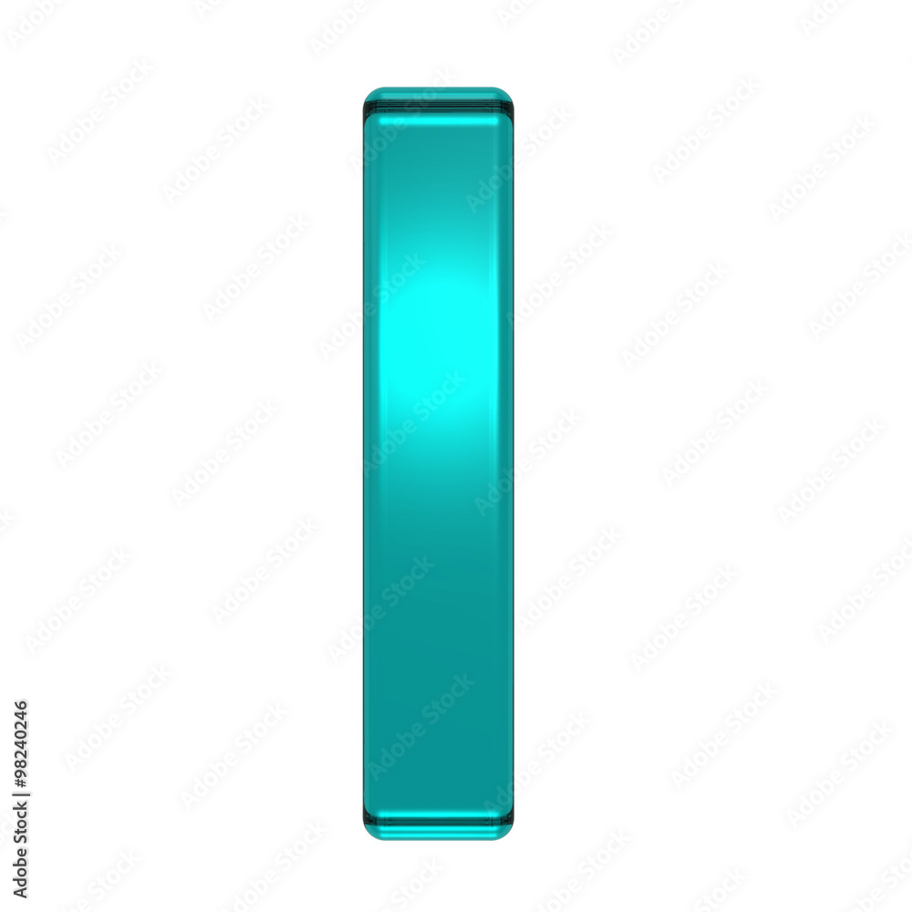 One lower case letter from turquoise alphabet set, isolated on white ...