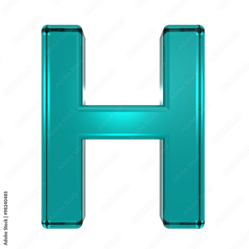 One letter from turquoise alphabet set, isolated on white. Computer ...