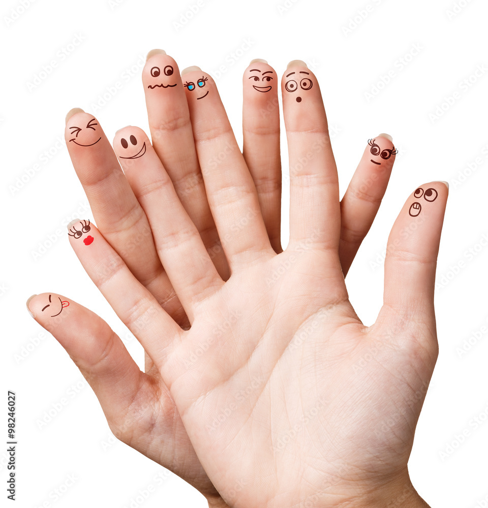 Funny fingers with smiley face Stock Photo | Adobe Stock