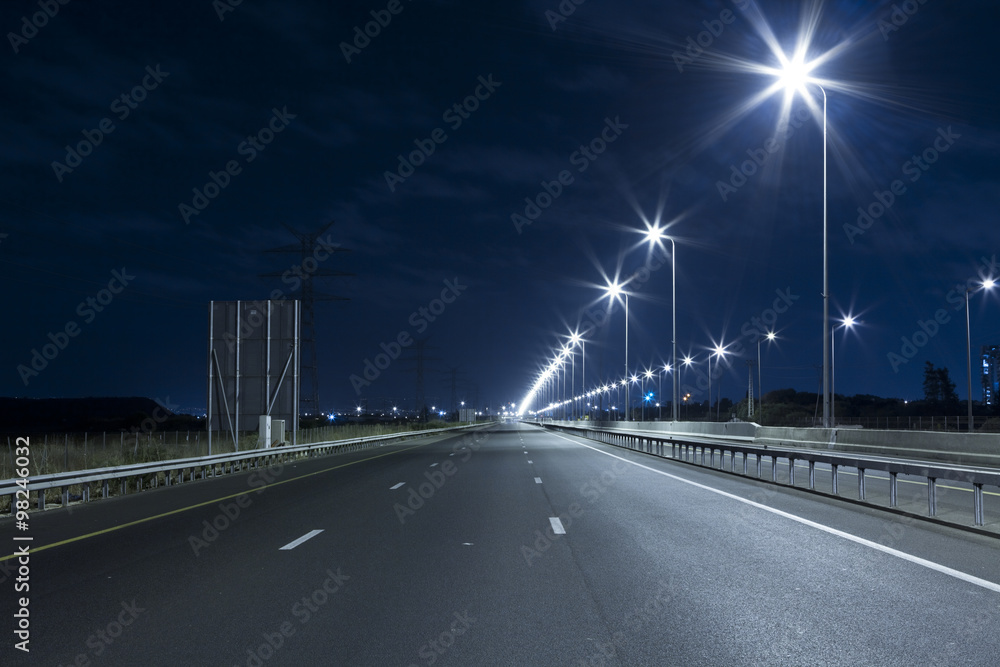 Empty Highway At Night Stock-Foto | Adobe Stock
