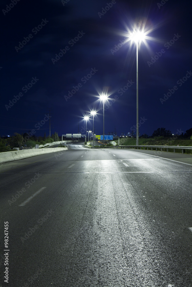 Empty Highway At Night Stock Photo | Adobe Stock