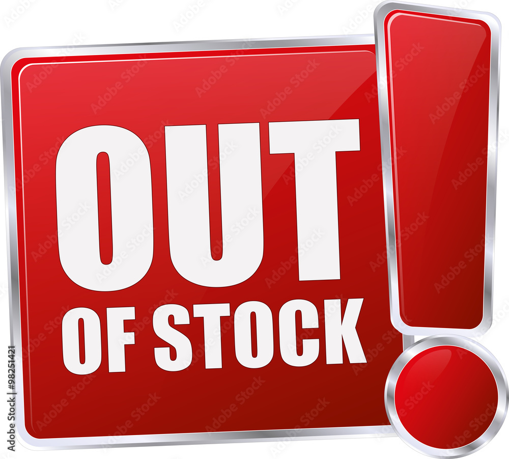 modern red out of stock vector sign in red with metallic border and a ...