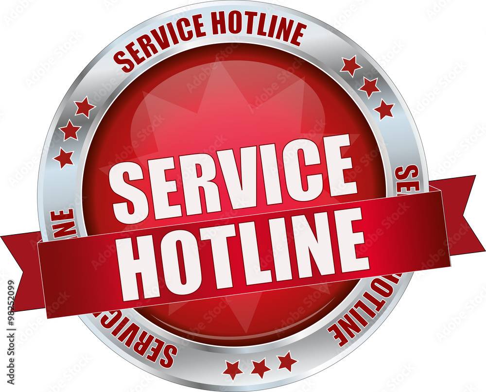 SERVICE HOTLINE / realistic modern round glossy 3D vector eps10 button ...
