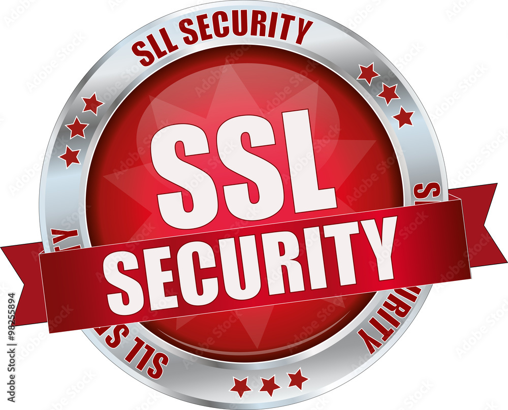 SSL SECURITY / realistic modern round glossy 3D vector eps10 button ...