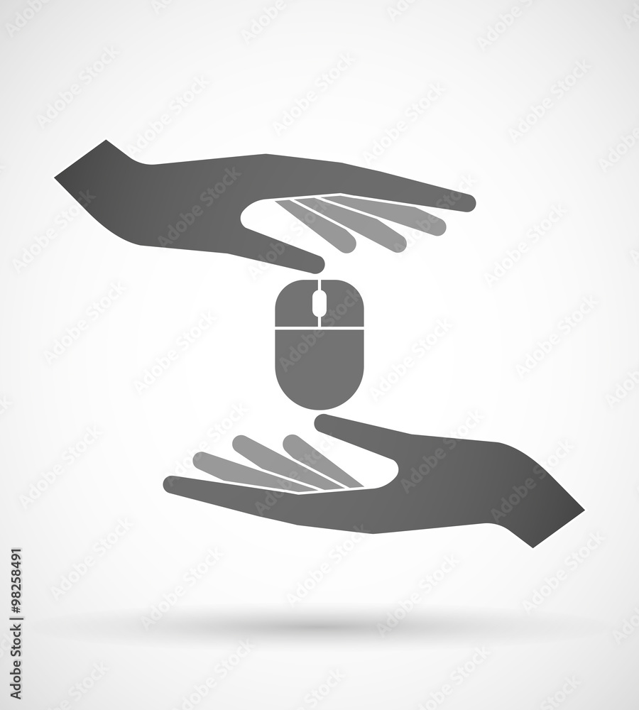 Two hands protecting or giving a wireless mouse vector de Stock | Adobe ...