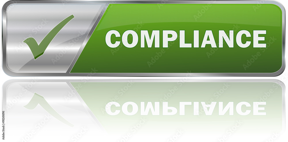 COMPLIANCE / realistic modern glossy 3D vector eps banner in green with ...