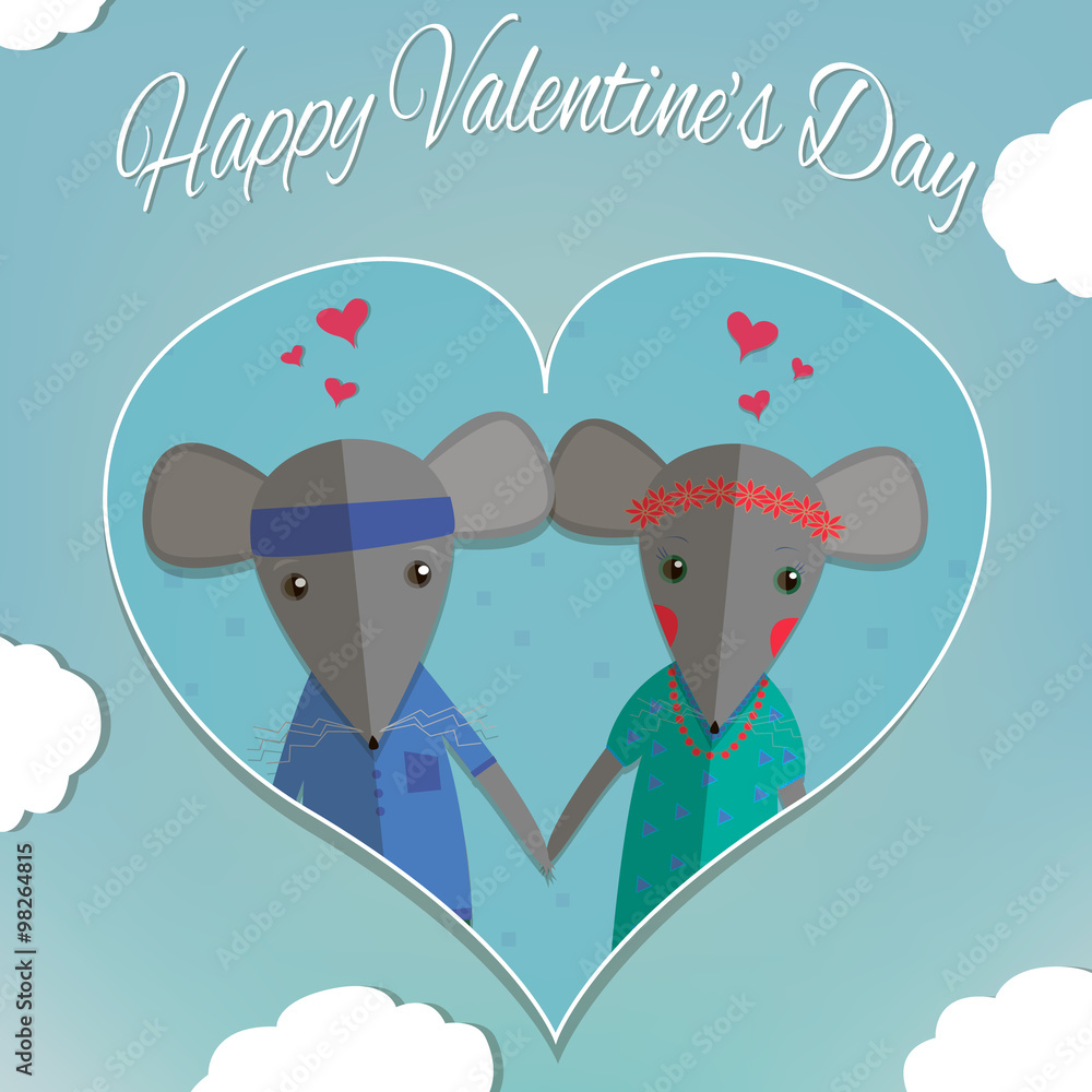 Mouse boy and mouse girl. Couple in love. Romantic concept. Valentines ...