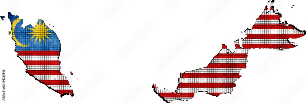 Malaysia map with flag inside, Malaysia map grunge mosaic, Map of ...