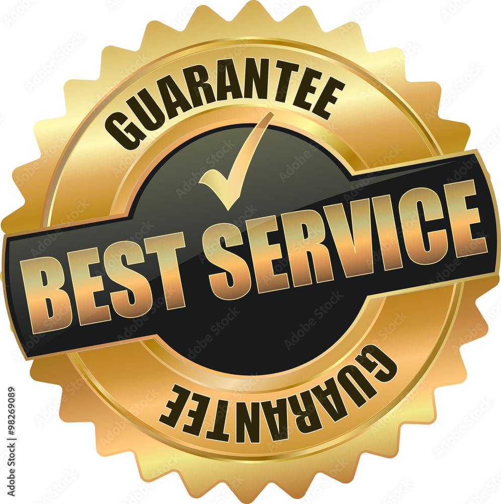 golden shiny vintage best service 3D vector icon seal sign button star ...