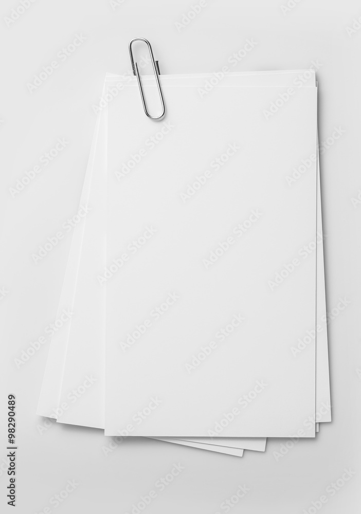 Steel paper clip with Blank white paper Stock Photo | Adobe Stock