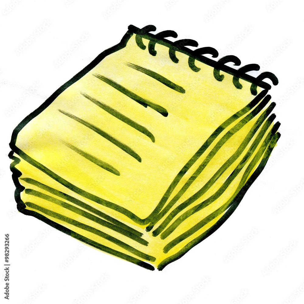 cartoon notebook isolated on white background cartoon watercolor Stock ...