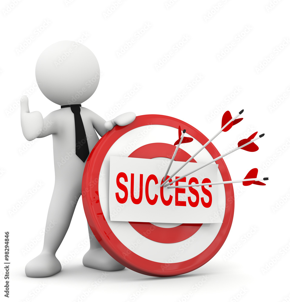 Illustrazione Stock omino 3d ok con successo centrato | Adobe Stock