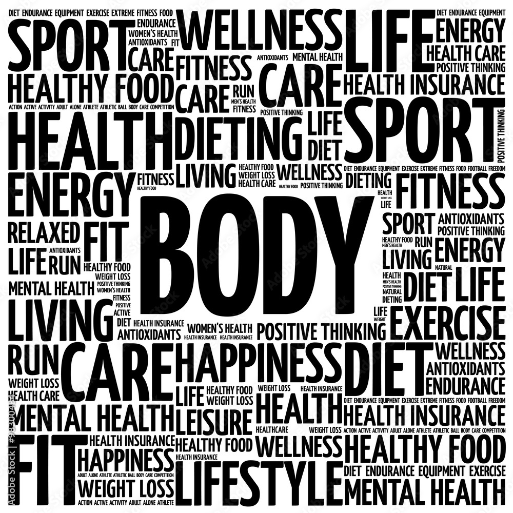 BODY word cloud background, health concept Stock Vector | Adobe Stock