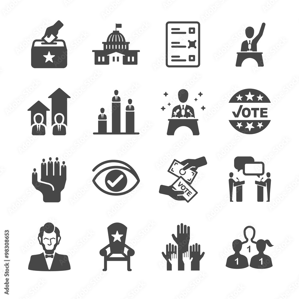 Democracy and Political icons Stock Vector | Adobe Stock