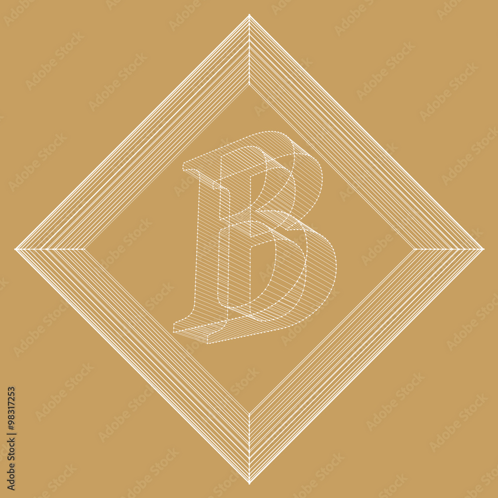 Vector illustration of letter B. Fonts of Mesh polygonal. The ...