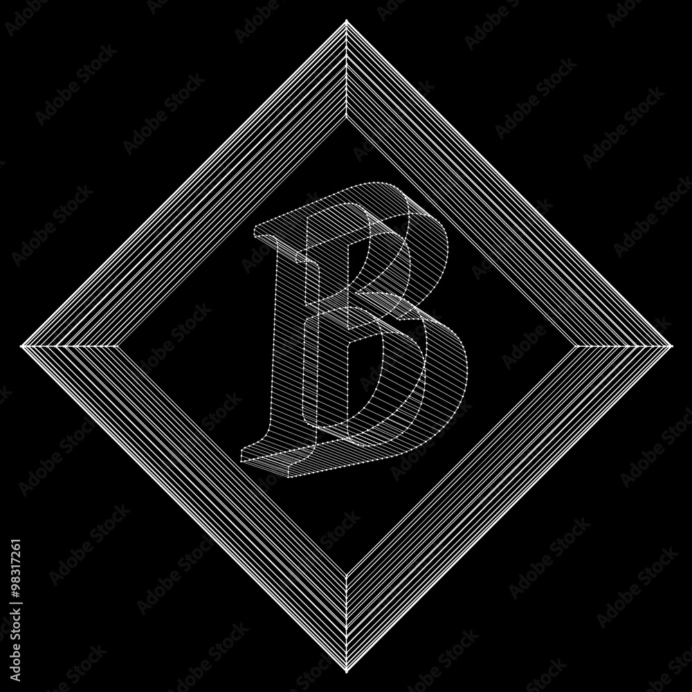 Vector illustration of letter B. Fonts of Mesh polygonal. The ...