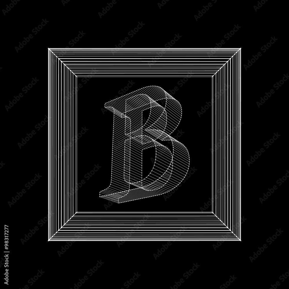 Vector illustration of letter B. Fonts of Mesh polygonal. The ...
