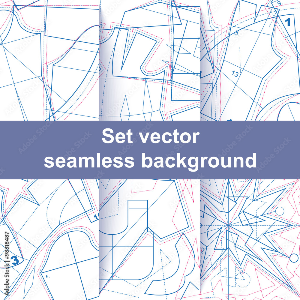 Set seamless sewing pattern texture Stock Vector | Adobe Stock