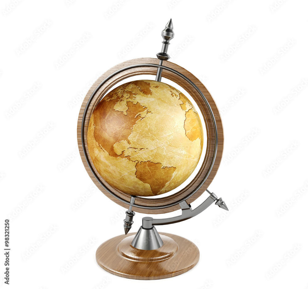 Vintage terrestrial globe isolated on white background Stock ...