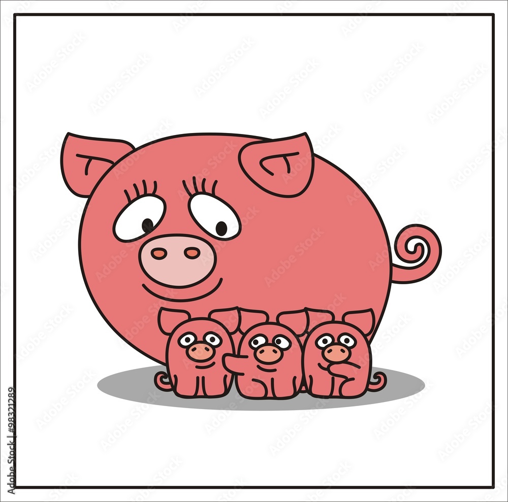 Three Little Pigs And Mother