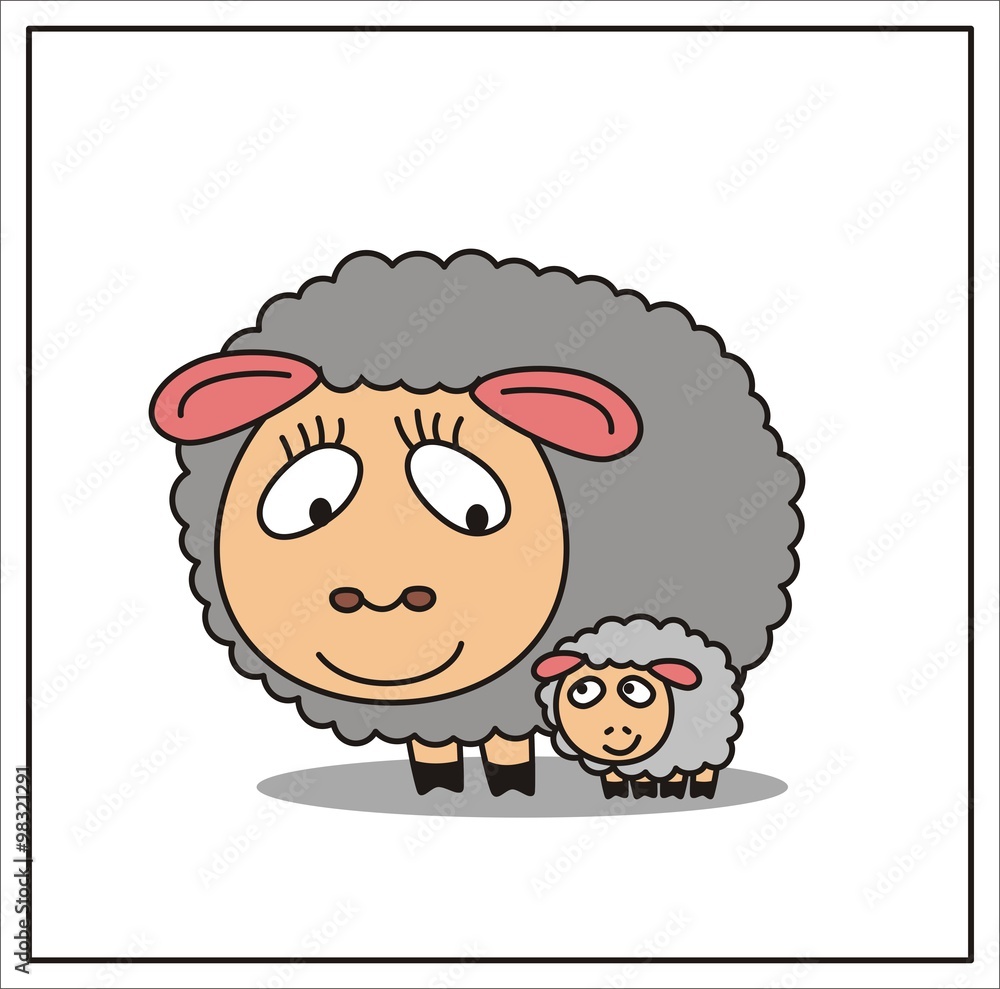 mother and child, cartoon mama sheep and little lamb Stock Vector ...