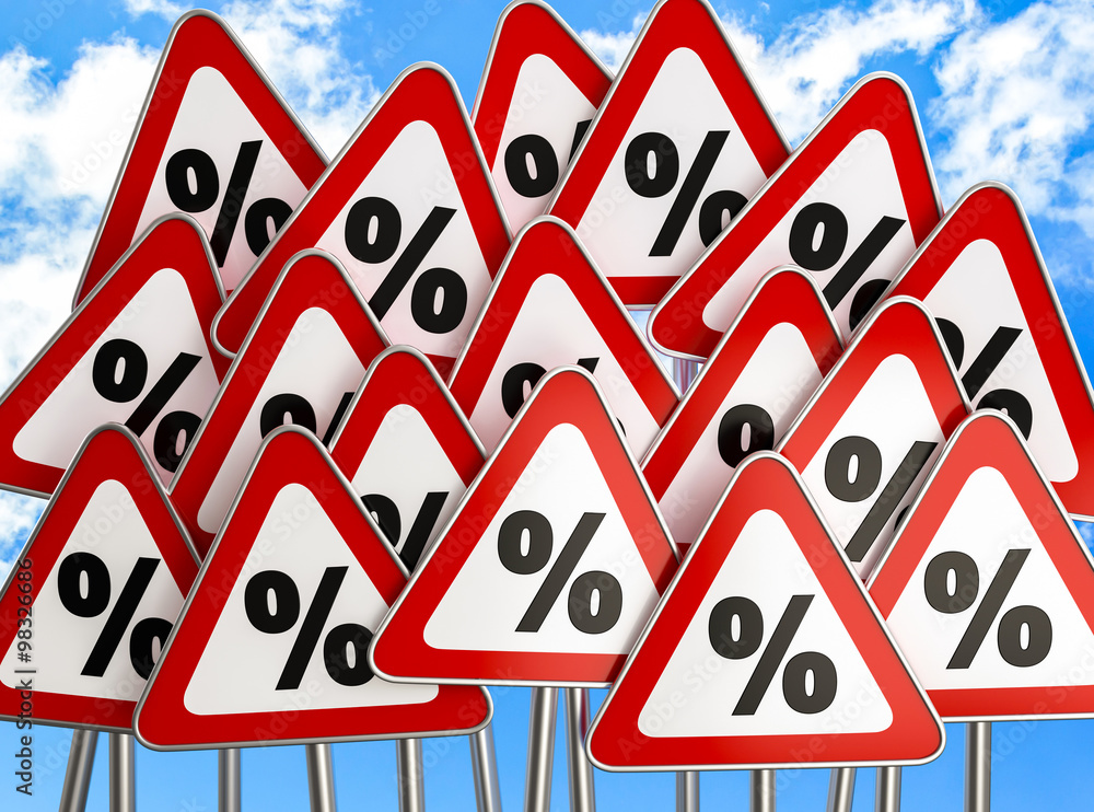 Schilder Prozentsymbol blauer Himmel Stock-Illustration | Adobe Stock