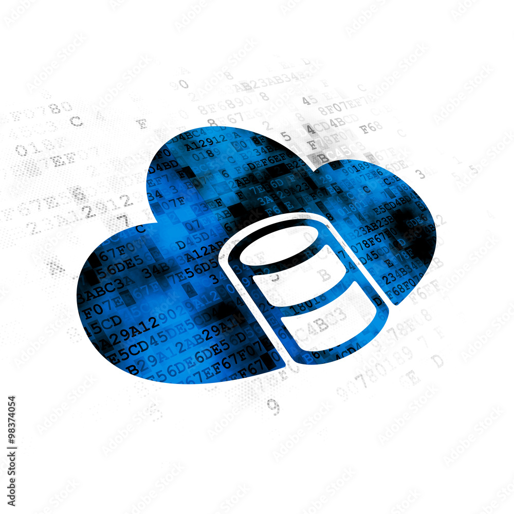 Cloud technology concept: Database With Cloud on Digital background ...