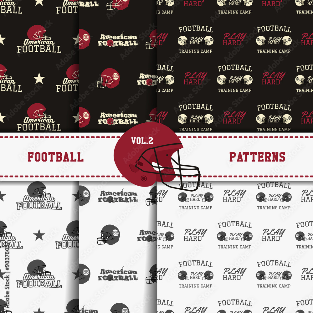 Set of american football patterns. Usa sports seamless background ...